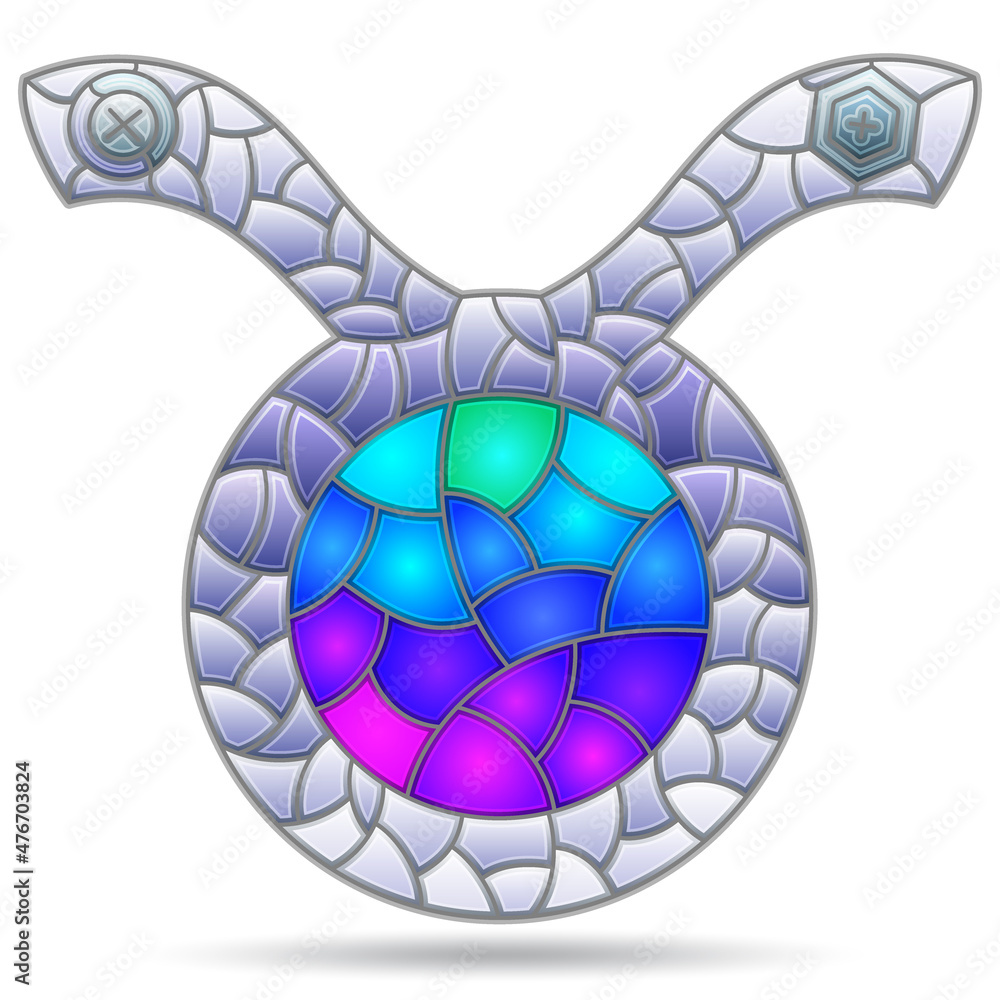 Illustration in the style of a stained glass window with the zodiac ...