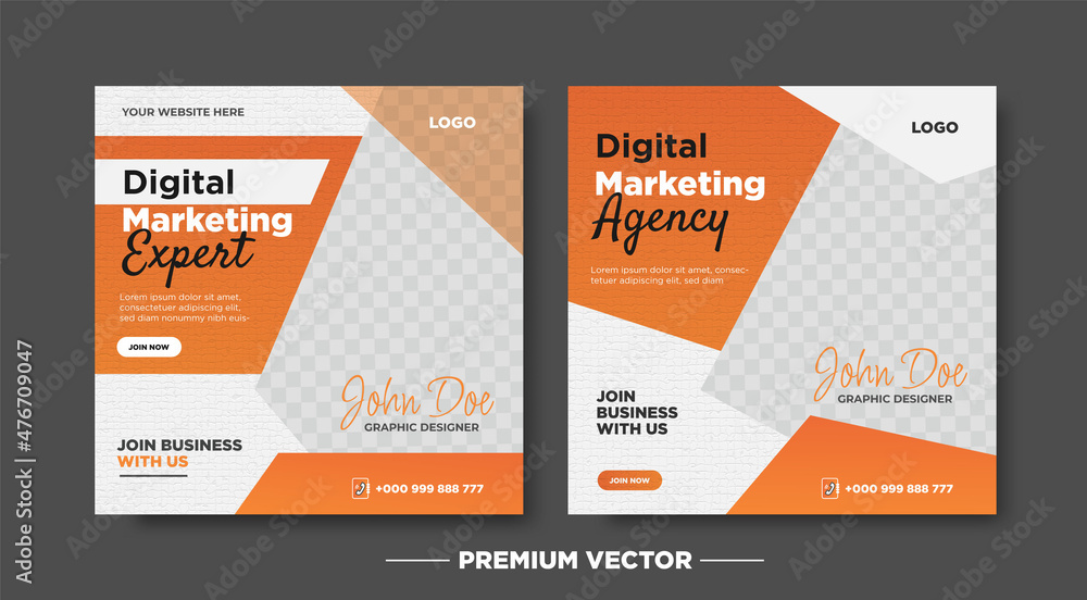 Digital marketing agency with paper texture social media post premium ...