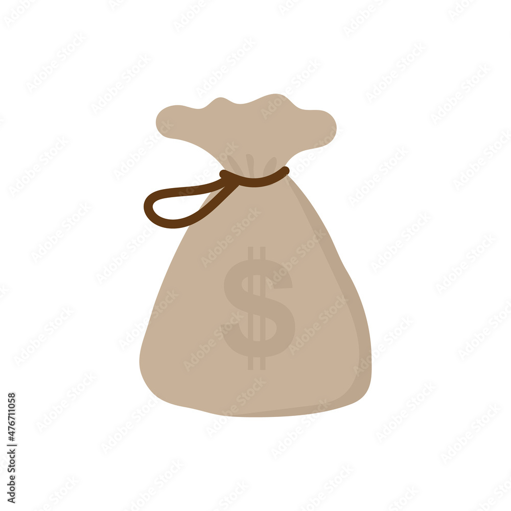 money bag cartoon isolated on white background Stock Vector | Adobe Stock