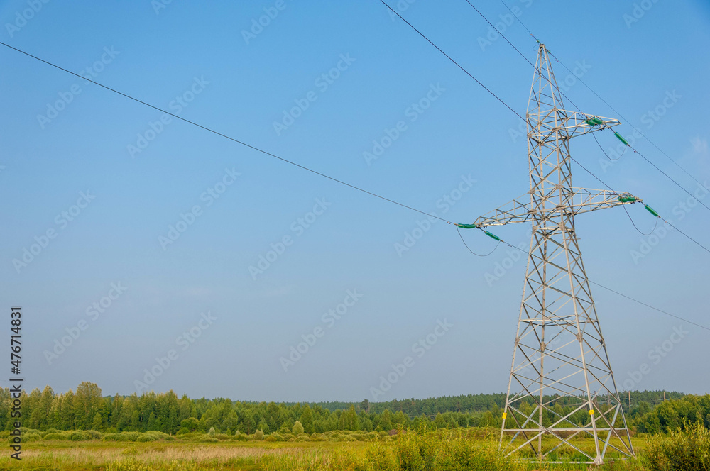 Green energy concept, Electricity station, Close up high voltage power ...