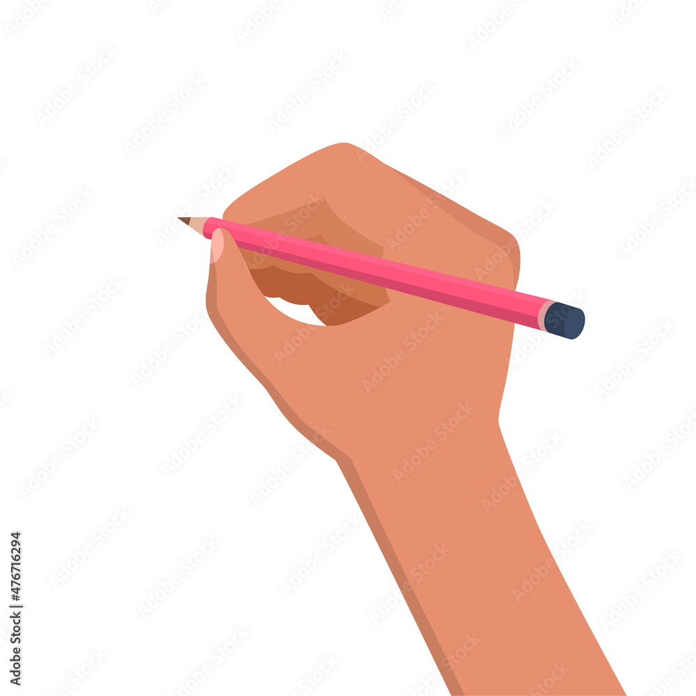 Hand holding pencil ready to write, isolated on transparent backfround ...