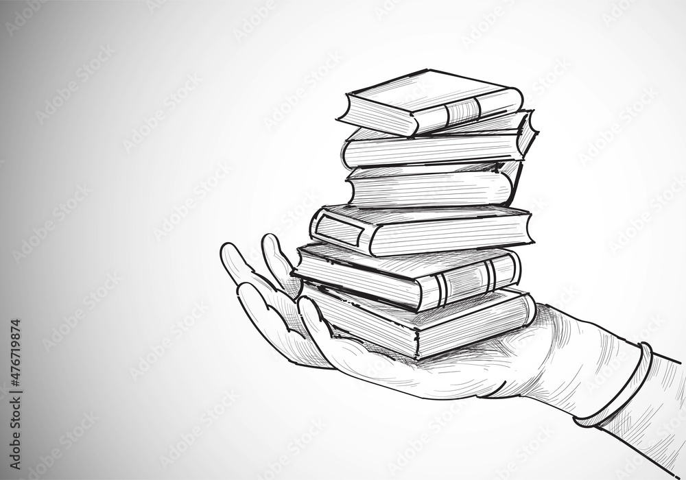 Hand drawn education book sketch design Stock Vector | Adobe Stock