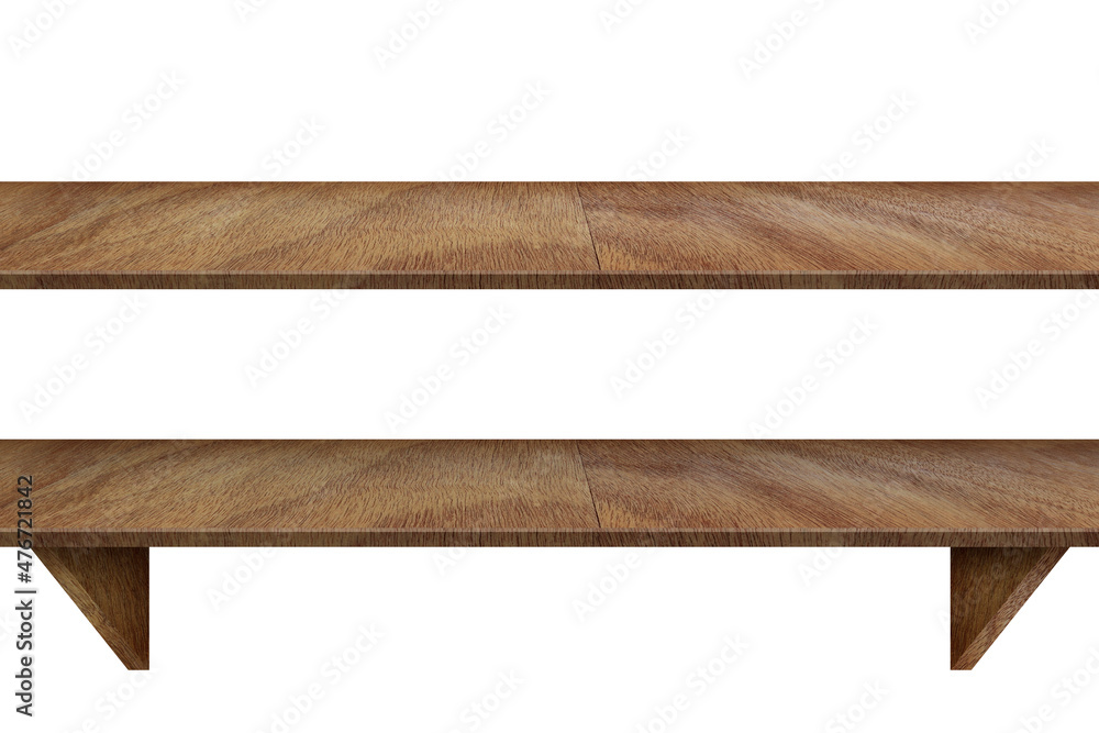 Empty wooden shelf on a white background Stock Photo | Adobe Stock