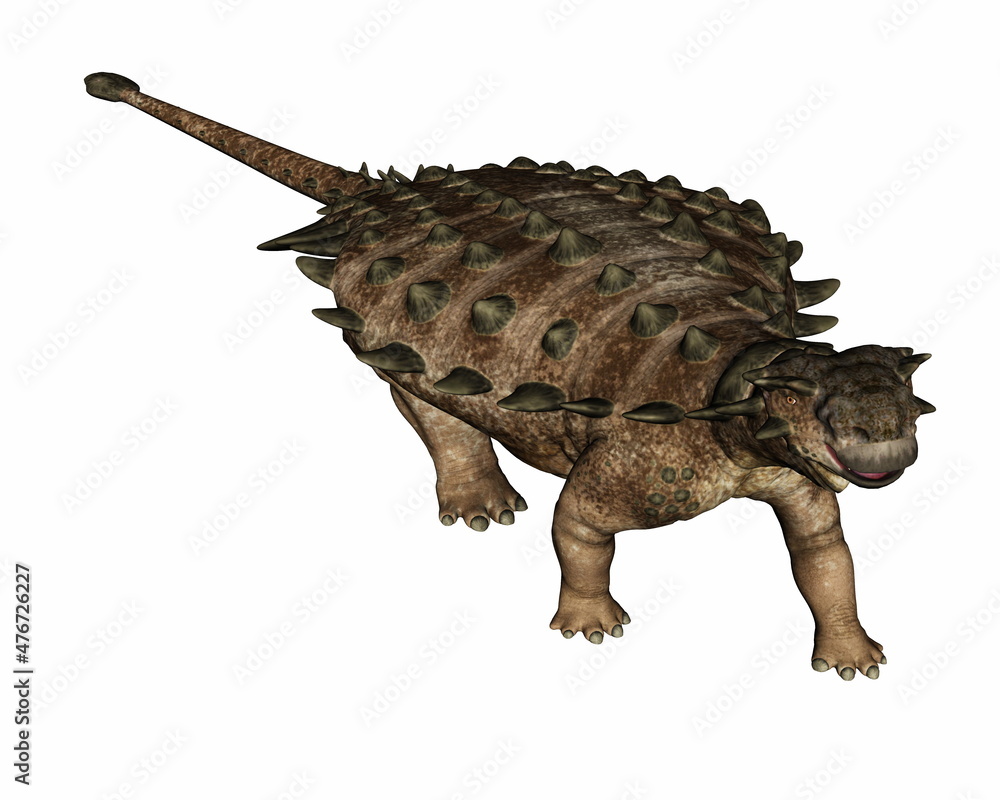 Pinacosaurus dinosaur walking straight ahead - 3D render Stock ...