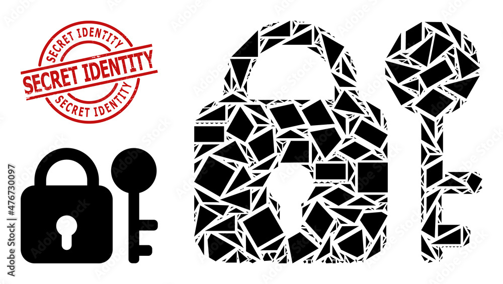 Simple geometric secrecy mosaic and Secret Identity rubber stamp seal ...