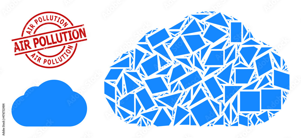 Simple geometric cloud mosaic and Air Pollution rubber stamp imitation ...