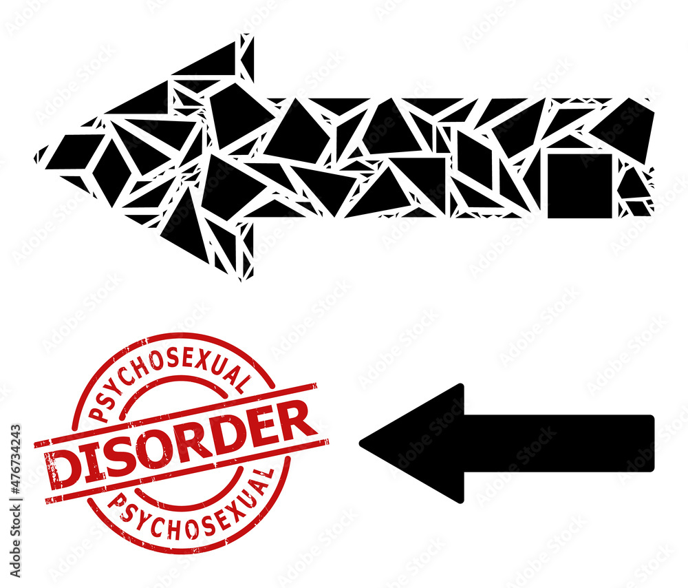 Simple geometric left arrow mosaic and PSYCHOSEXUAL DISORDER textured ...