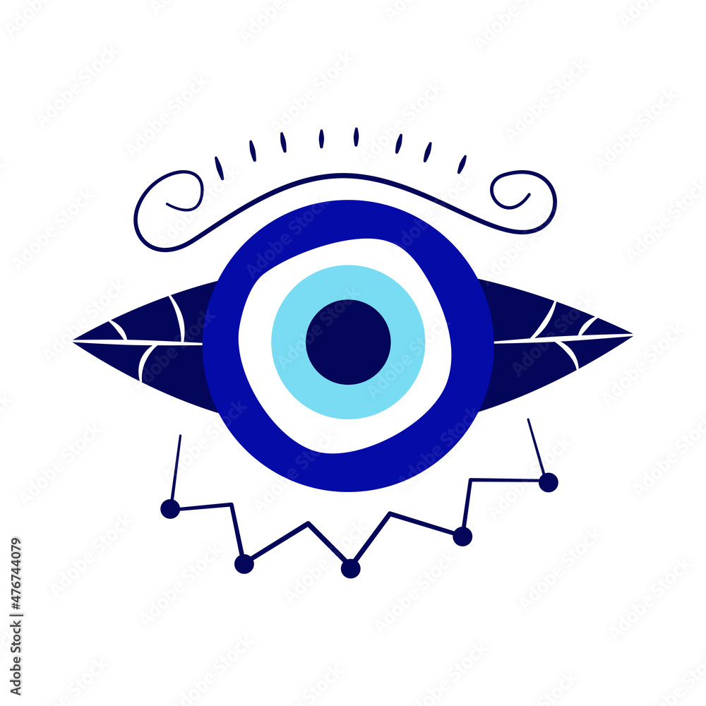 Evil eye greek amulet isolated.Turkish amulet an eyeball in blue for ...