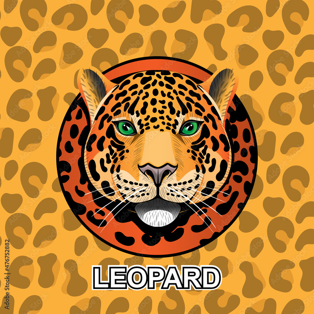 Leopard head on body texture background. Stock Vector | Adobe Stock