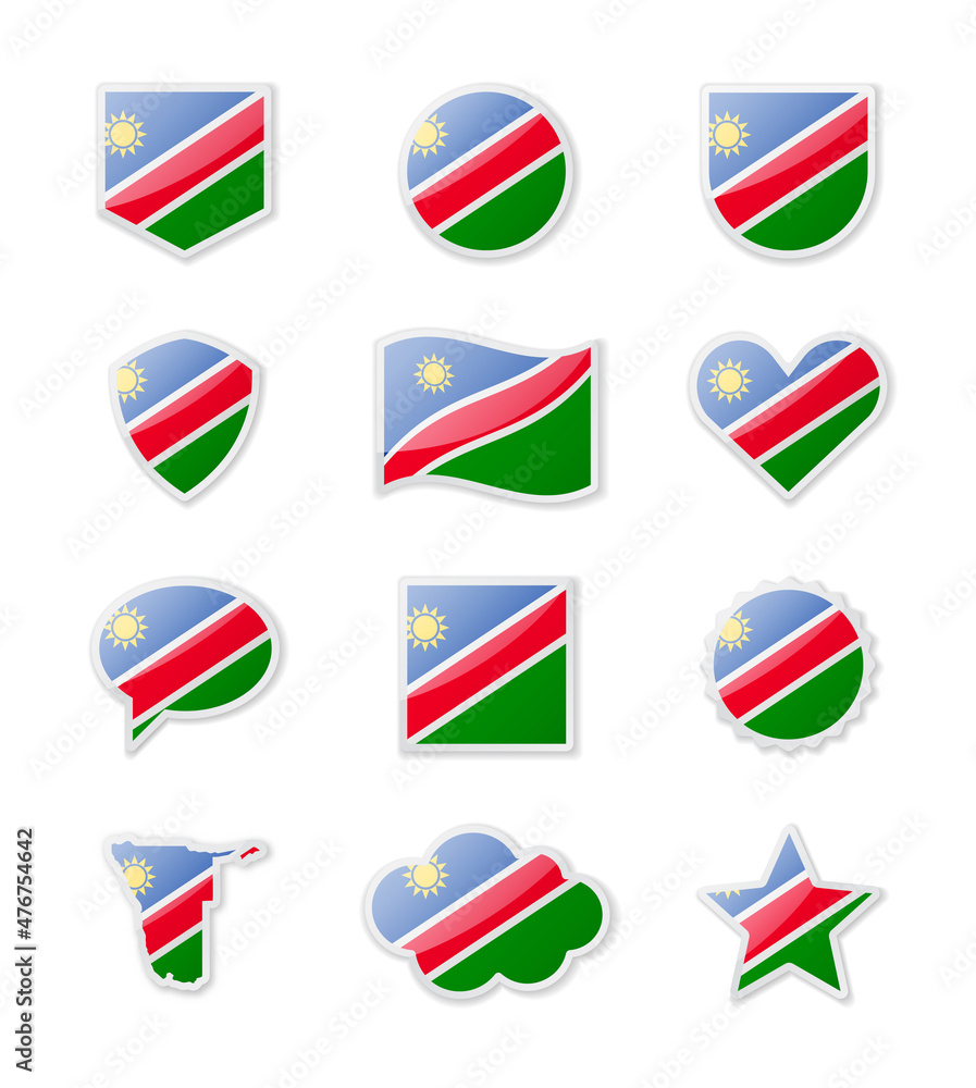 Namibia - set of country flags in the form of stickers of various ...