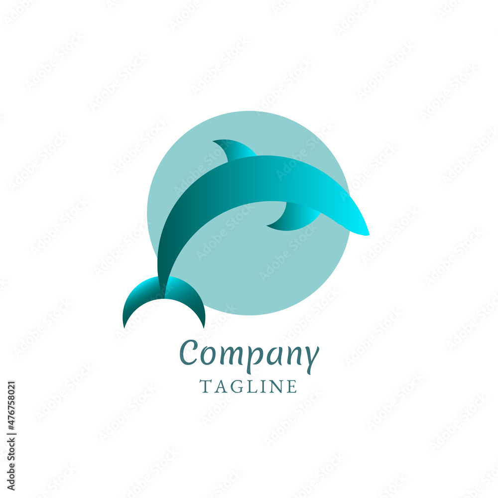 abstract dolphin logo gradient style for sea life underwater adventure ...
