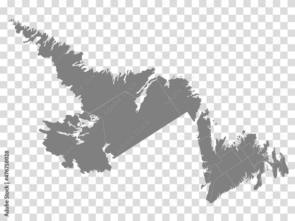 Photo & Art Print Newfoundland and Labrador map on transparent ...