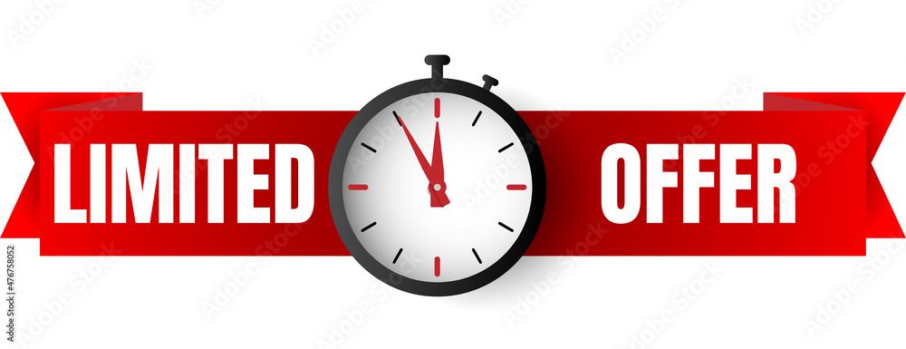 limited offer banner background with red ribbon.business vector ...