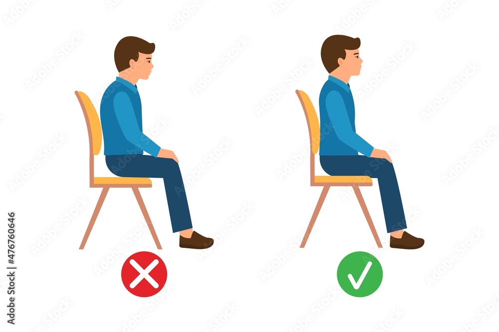 Correct sitting position. Medical infographics with a child's spine ... Correct sitting position. Medical infographics with a child's spine ...