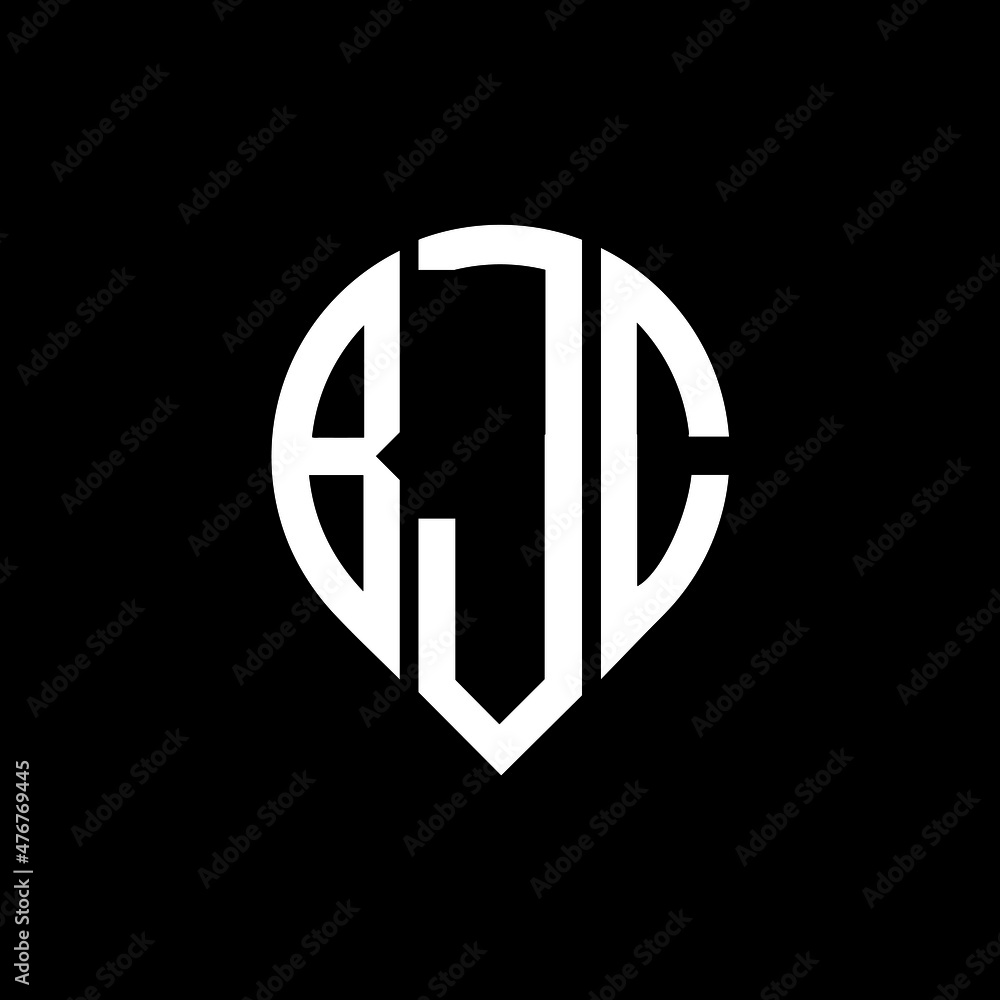 BJC letter logo design on black background. BJC circle letter logo ...