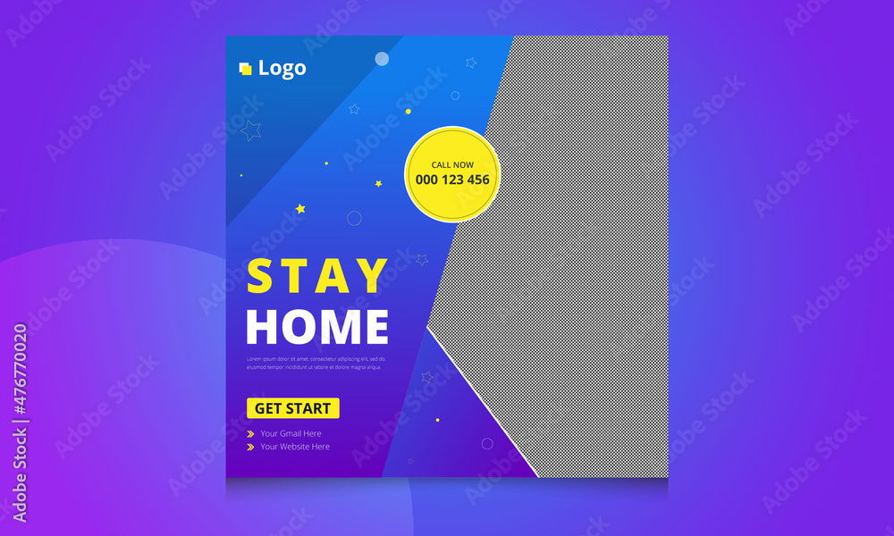stay home social media Instagram post and stories template for a basic ...