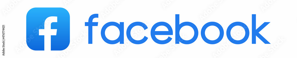 Facebook logo sign on white background printed on paper. Facebook is a ...