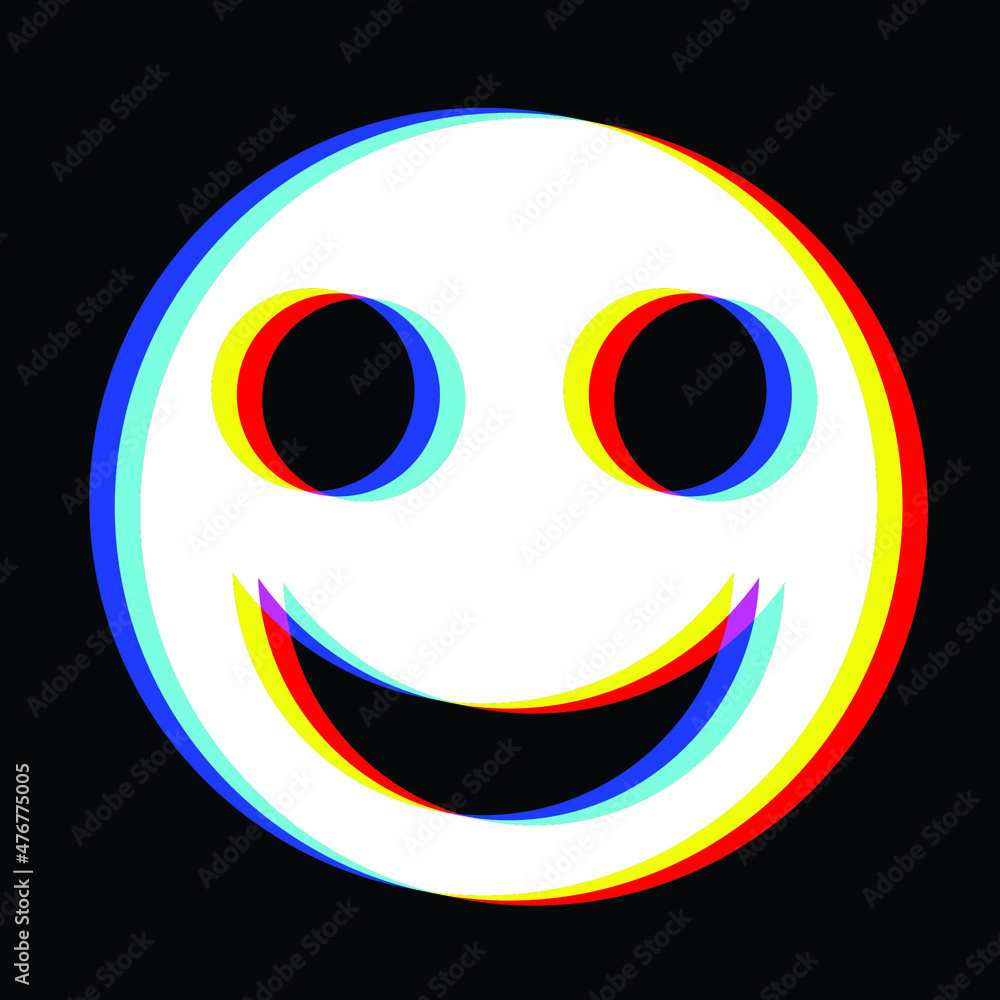 Glitch distorted geometric shape . Blurred emoji .Minimal art design ...