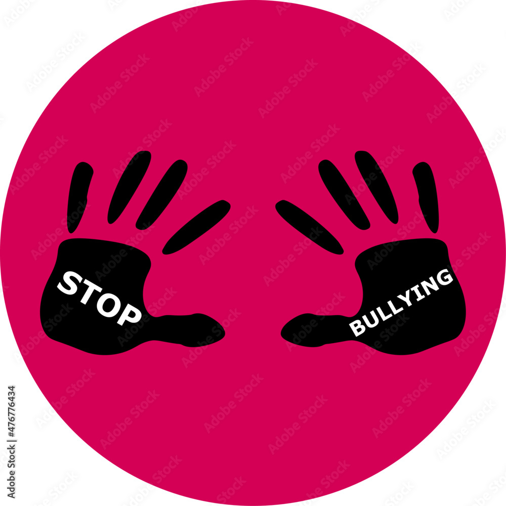 illustration of the stop bullying sign, open hands as a defense against ...
