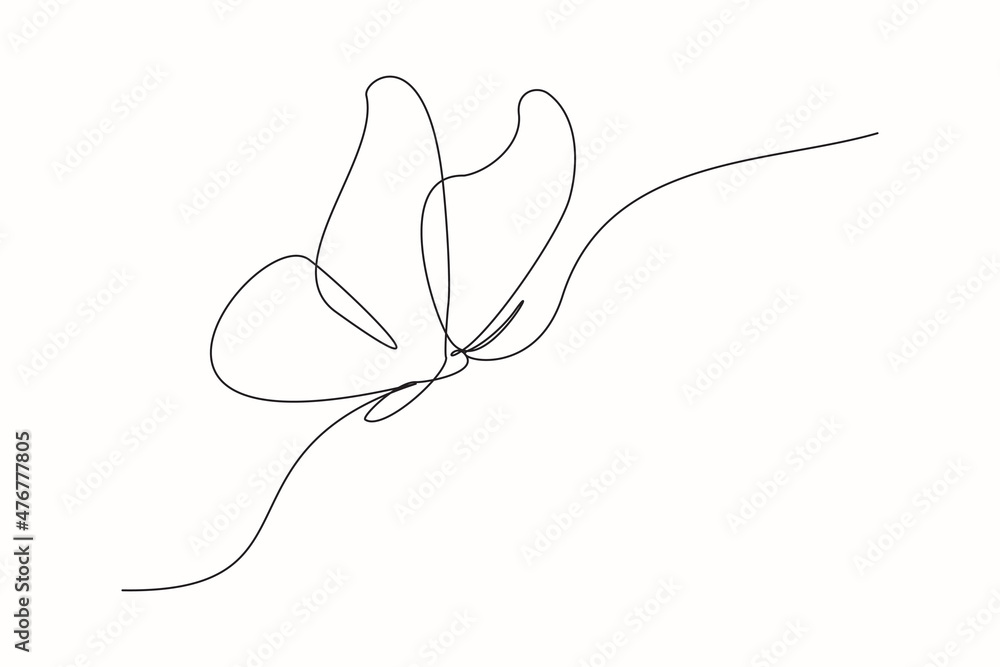 Vettoriale Stock Continuous line drawing of beautiful butterfly. Single ...