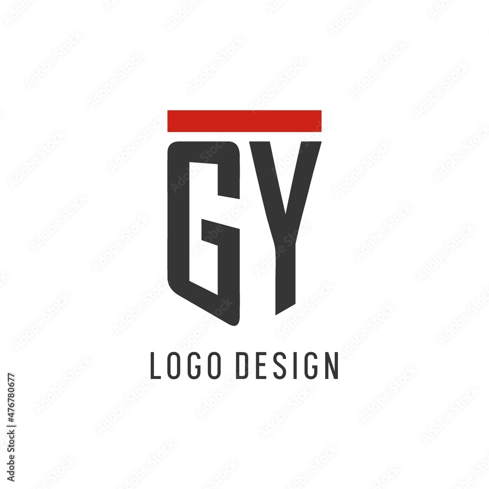 GY initial esport logo with simple shield design style Stock Vector ...