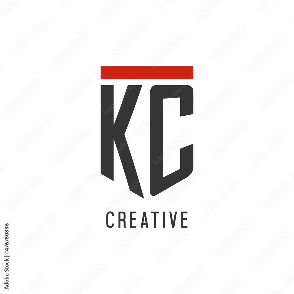 KC initial esport logo with simple shield design style Stock Vector ...