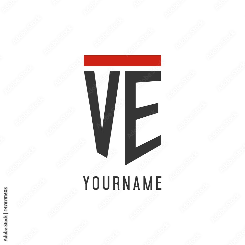 VE initial esport logo with simple shield design style Stock Vector ...