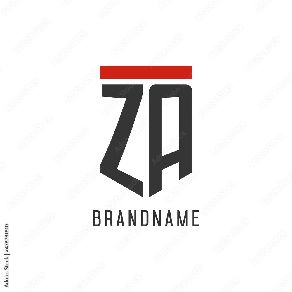 ZA initial esport logo with simple shield design style Stock Vector ...