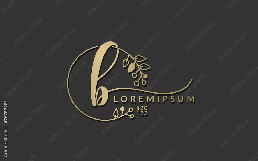 Handwritten Signature monogram Letter b calligraphic vector graphic ...