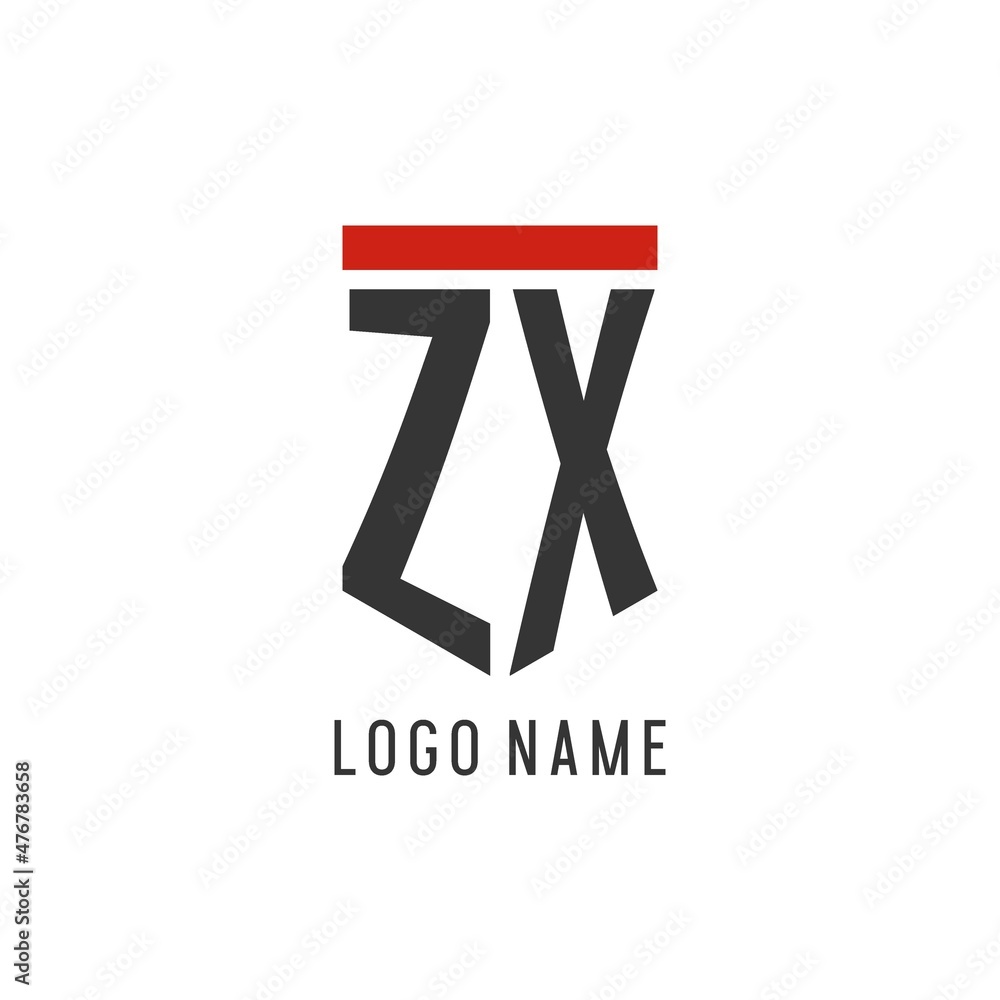 ZX initial esport logo with simple shield design style Stock Vector ...