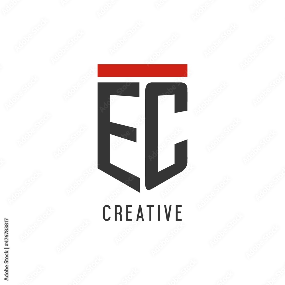 EC initial esport logo with simple shield design style Stock Vector ...