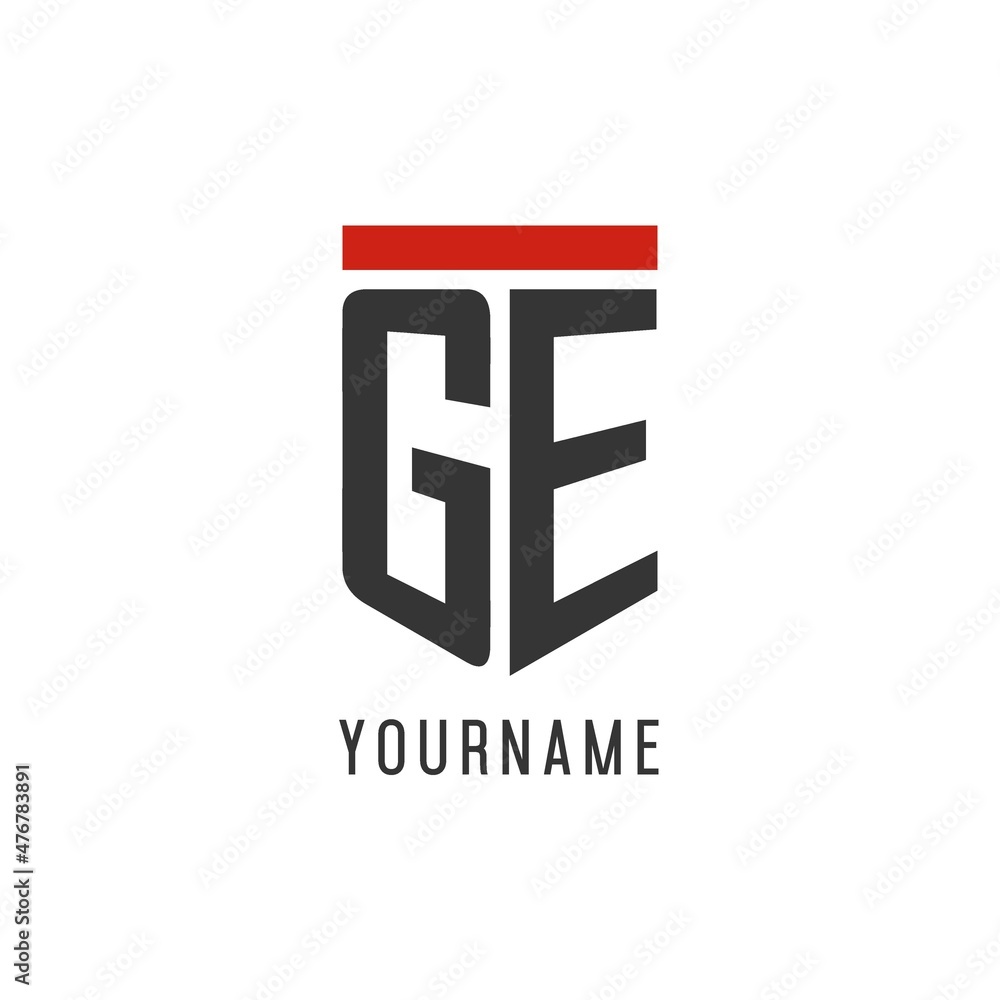 GE initial esport logo with simple shield design style Stock Vector ...