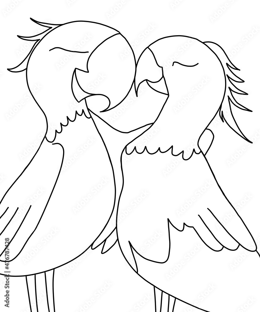 Birds fell in love each other cartoon, bird lovers hugging, printable ...