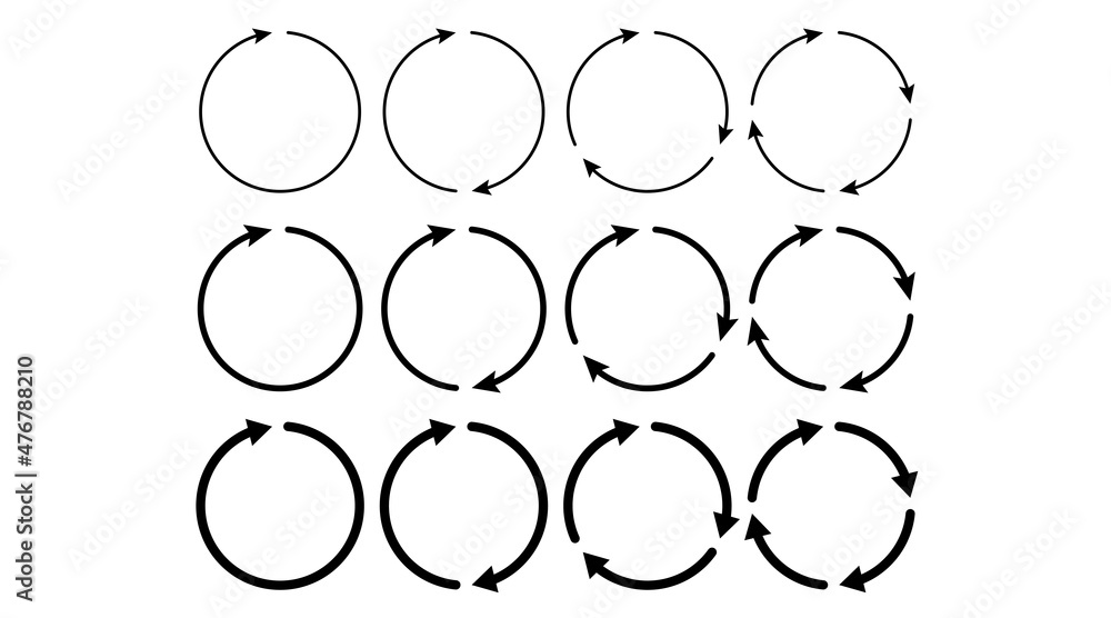 Circle arrow icons vector set. Template for infographic and motion ...
