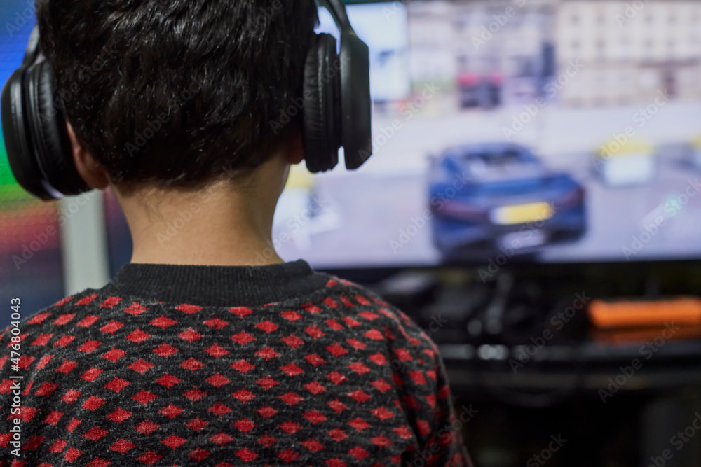 Playing game on console. Gaming game play video on tv or monitor. Gamer ...