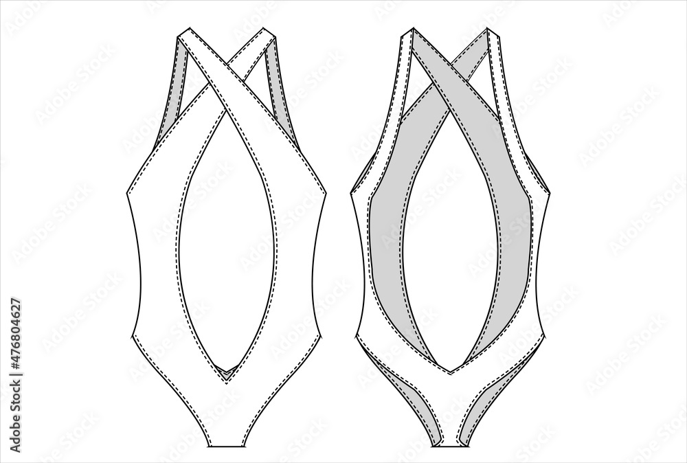 Ladies swimsuit outline sketch vector mockup Stock Vector | Adobe Stock