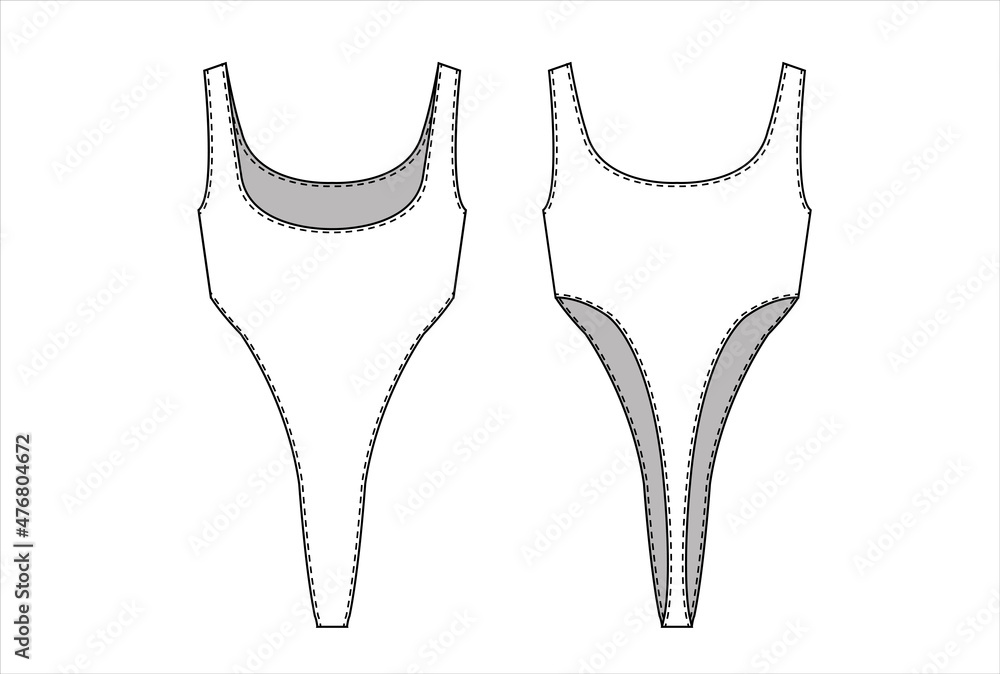 Ladies swimsuit outline sketch vector mockup Stock Vector | Adobe Stock