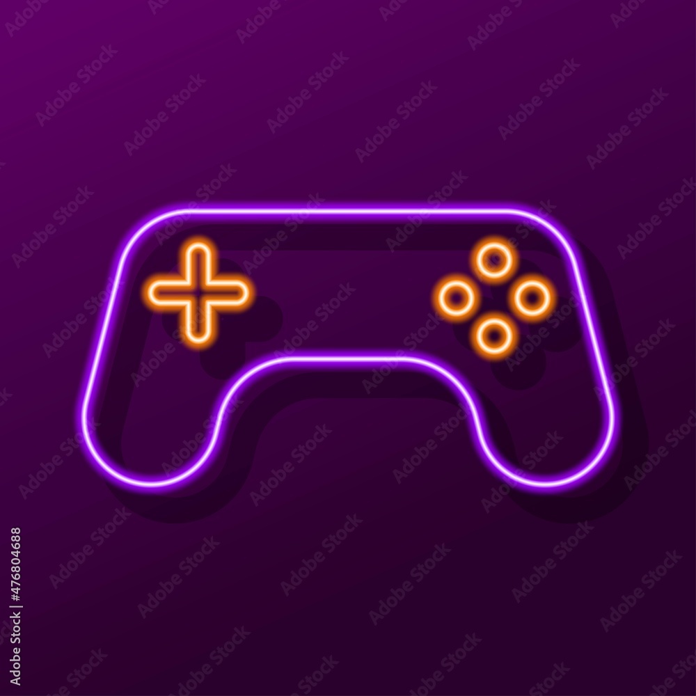 gamepad neon sign, modern glowing banner design, colorful modern design ...