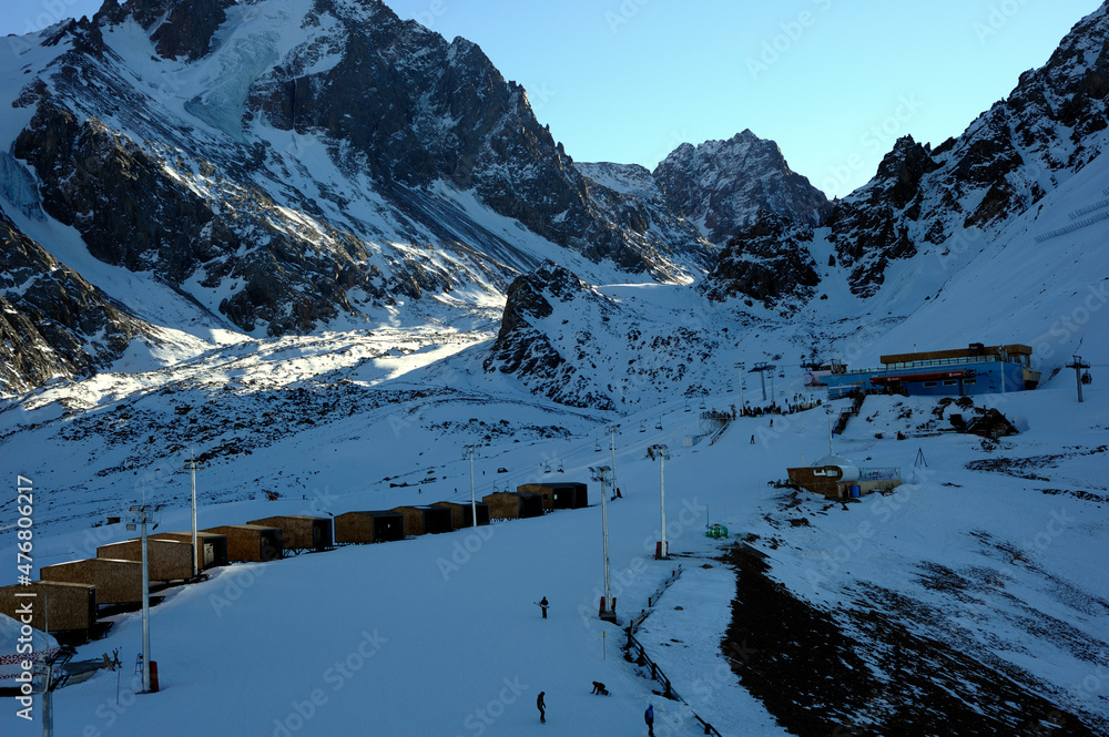 Majestic mountain peaks covered with snow (altitude: over 3200 meters ...