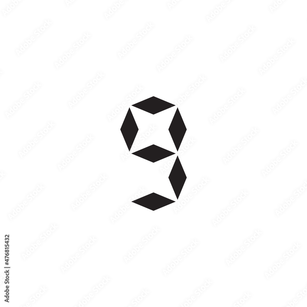 six diamond number 9 simple symbol logo vector Stock Vector | Adobe Stock