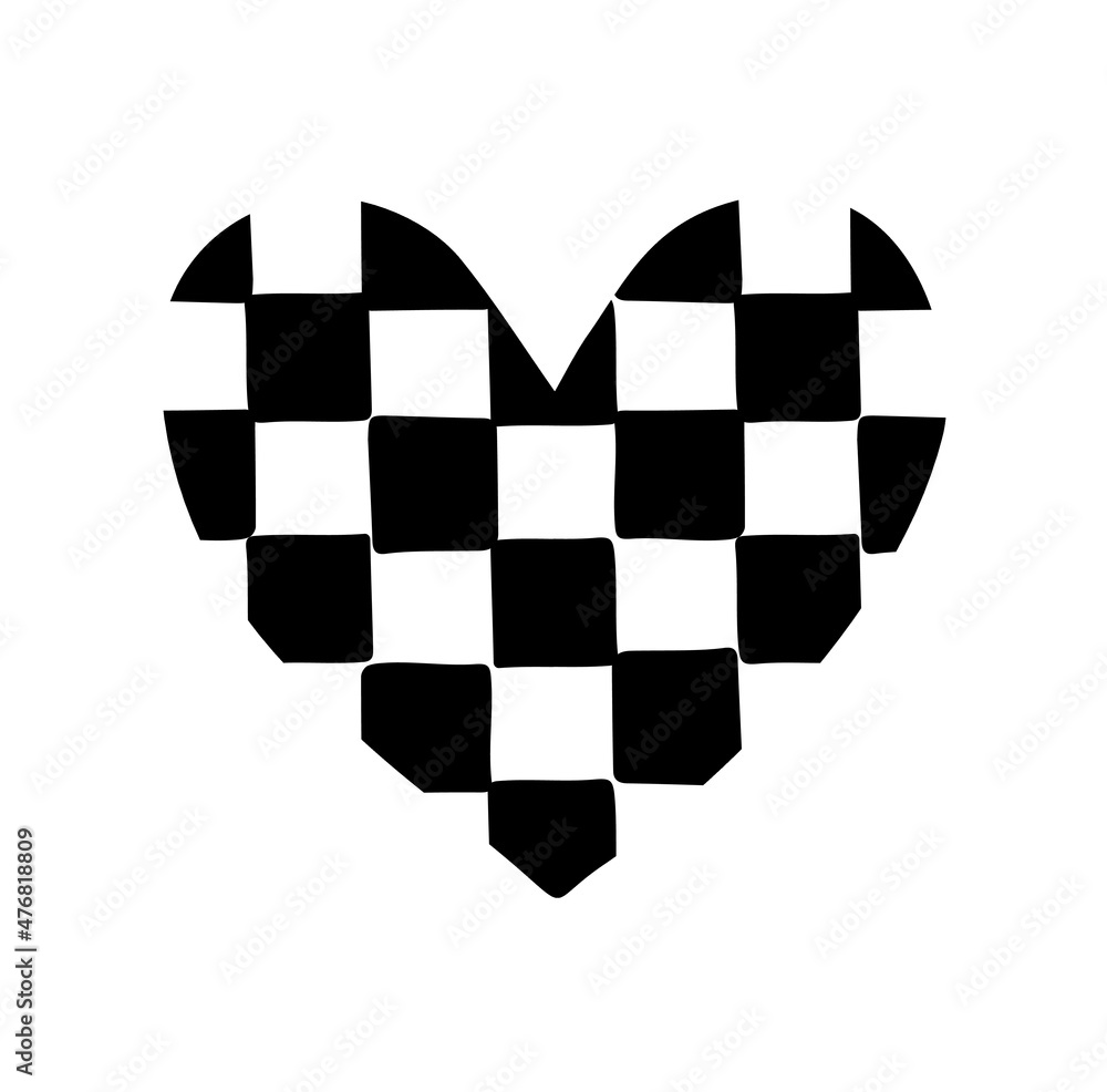Vector hand drawn doodle sketch chess board checkered heart isolated on ...