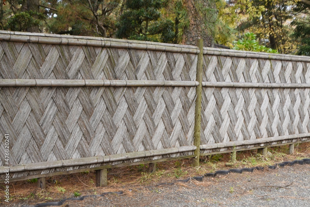 Japanese traditional bamboo fence'Numazu-gaki'. It is a bamboo fence ...