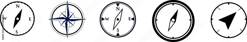 Compass icon set. Compass symbol. Vector Stock Vector | Adobe Stock