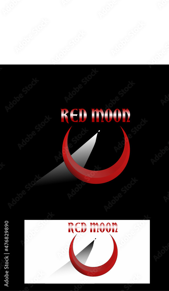 red moon logo template crescent moon screen background Stock Vector ...