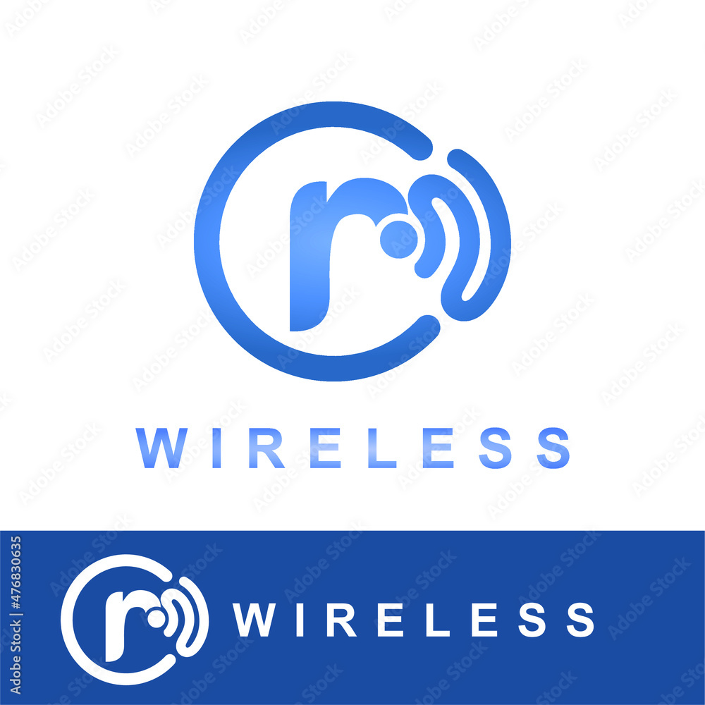 Modern Flat Initial r Letter with Signal Wireless Symbol for ...