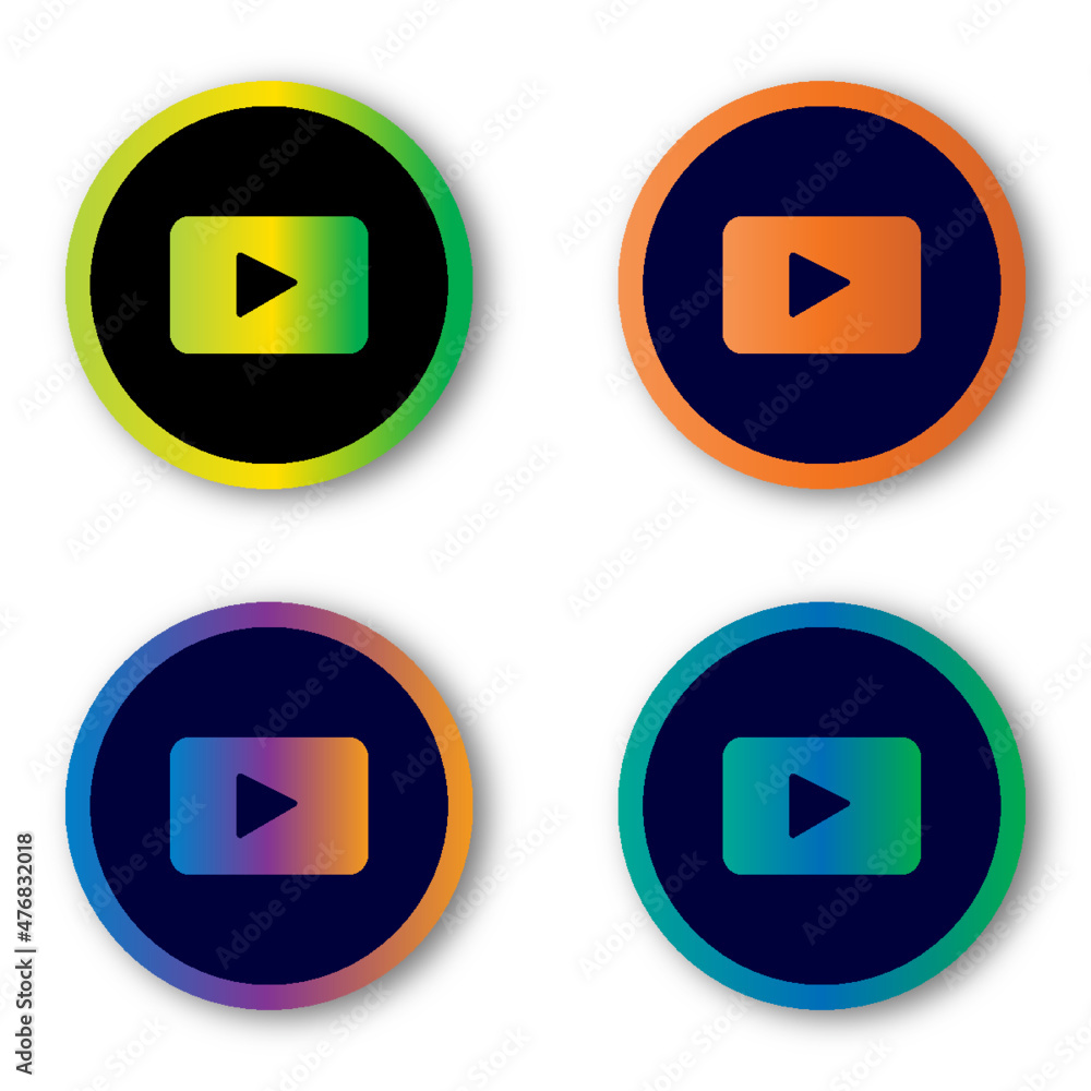 Colorful Youtube Logo Transparent Png Free Stock Vector | Adobe Stock