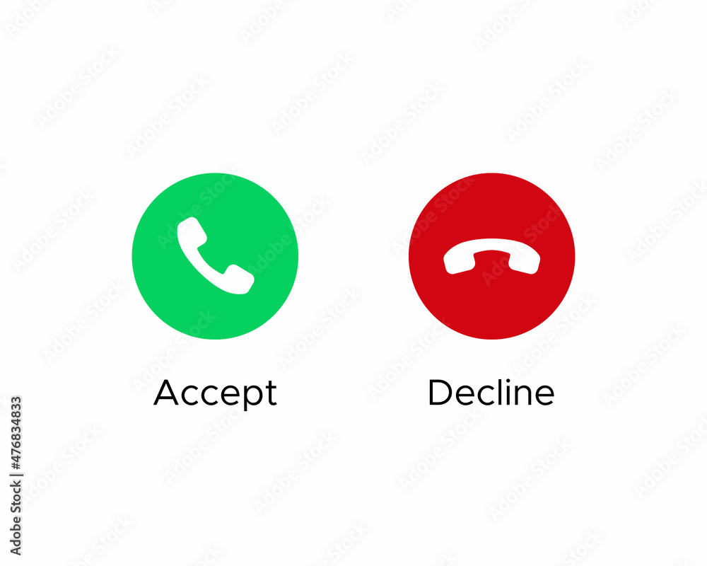 Accept and Decline Call Phone Icon. Answer and Reject Button Sign ...