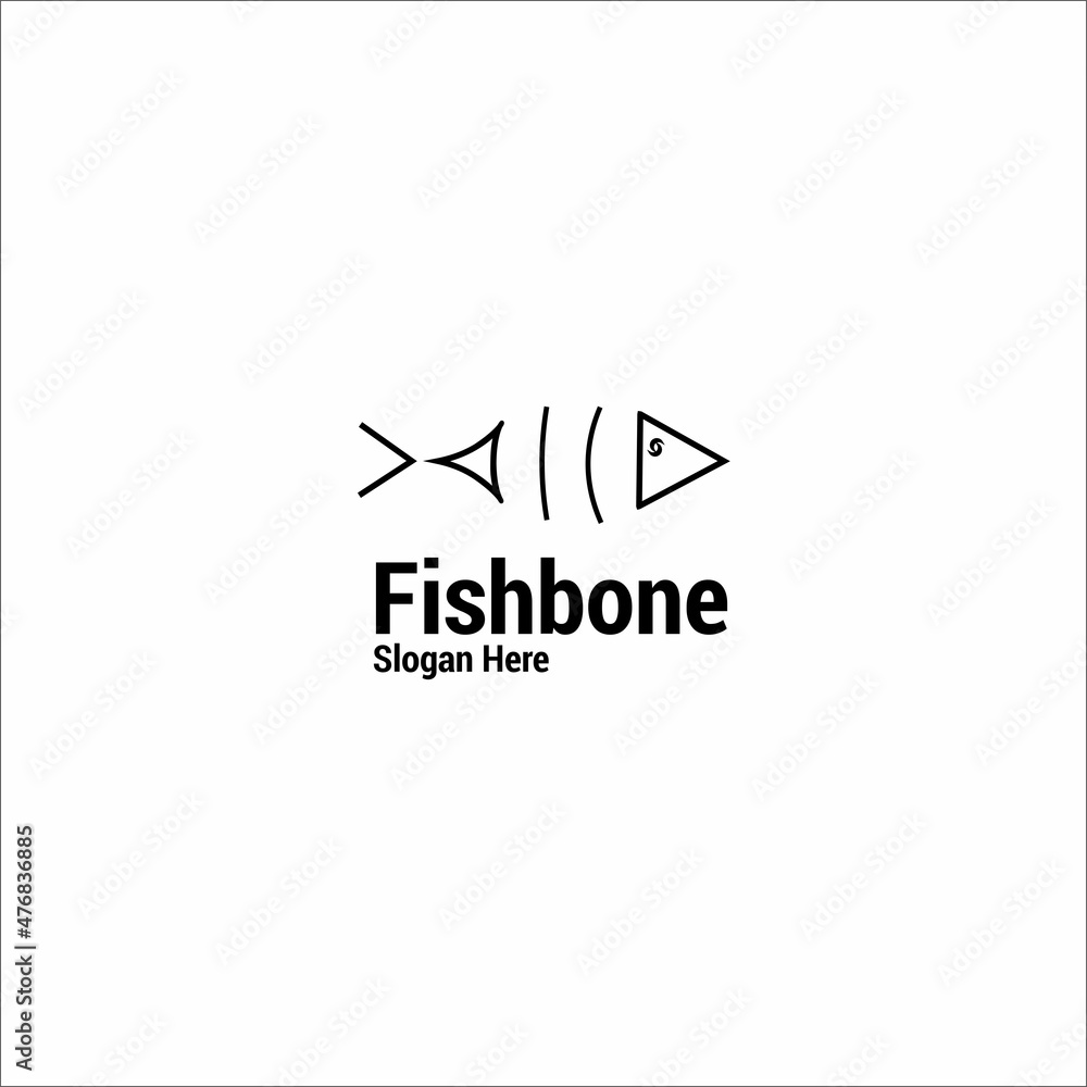 vector fishbone,monoline fish skeleton logo,simple background image ...
