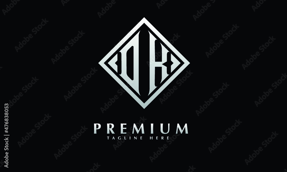 Alphabet OK or KO illustration monogram vector logo template in silver ...