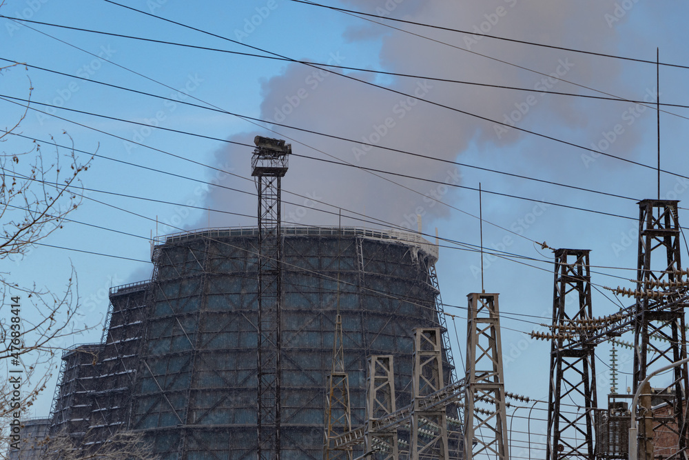 high pollution from coal power plant produsing electricity Stock Photo ...